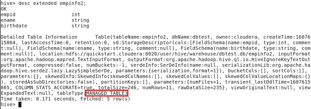 Hive Internal Tables Using CTAS – Big Data & SQL