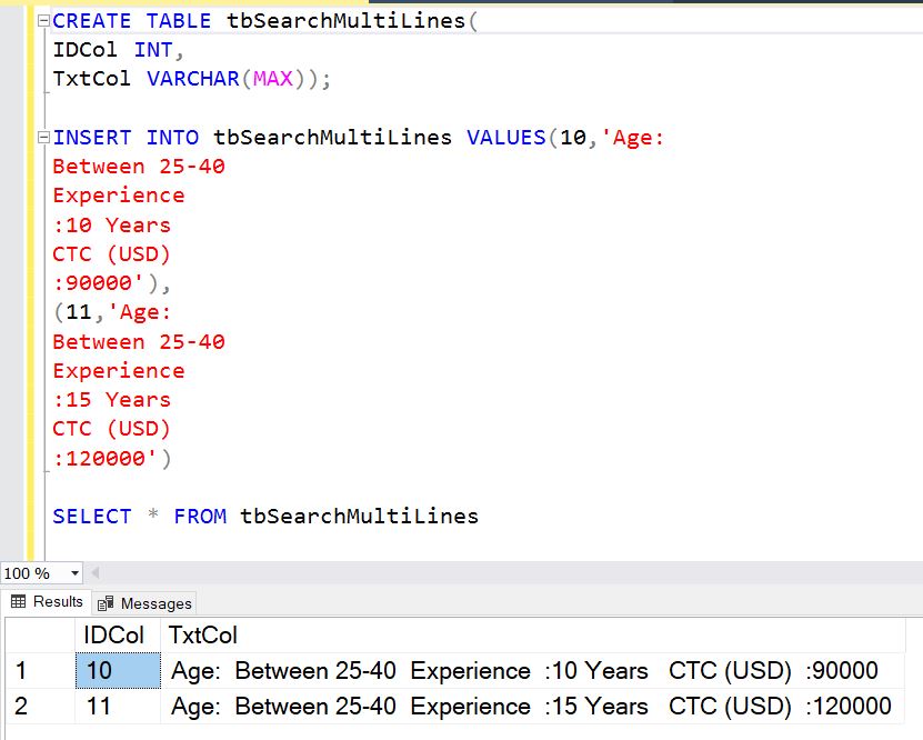 SQL – Searching the column that has multiple lines – Big Data & SQL