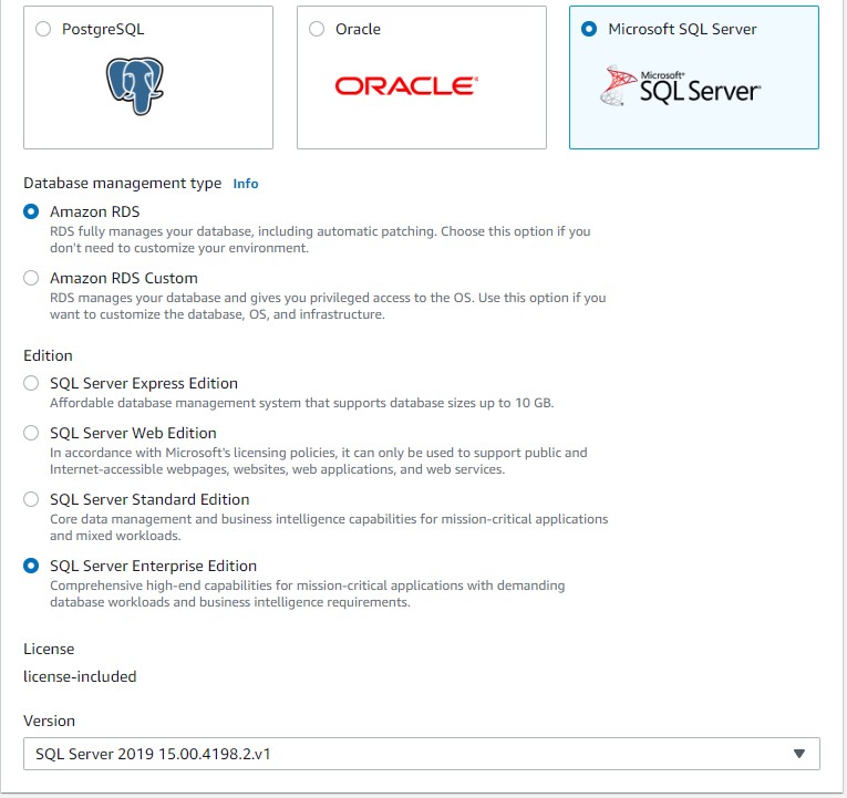 Amazon RDS – Engine Types, Editions and Versions – Big Data & SQL